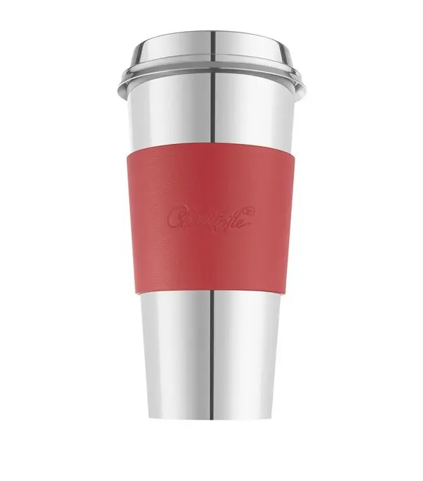 Christofle Leather Objets Miroir Coffee Cup Ring - Red