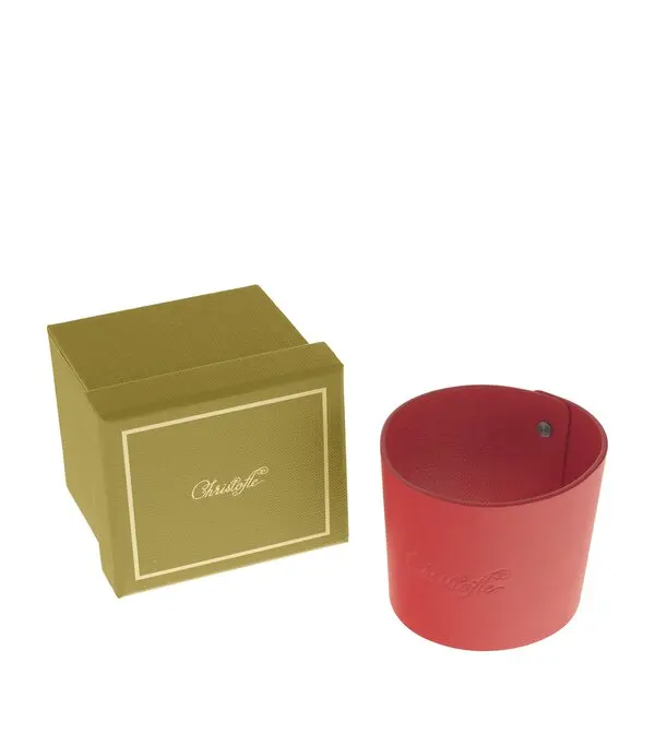 Christofle Leather Objets Miroir Coffee Cup Ring - Red