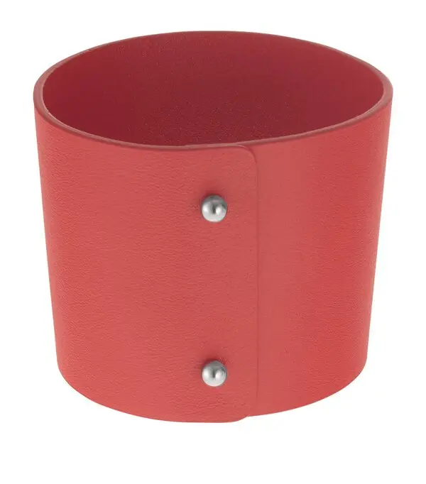Christofle Leather Objets Miroir Coffee Cup Ring - Red