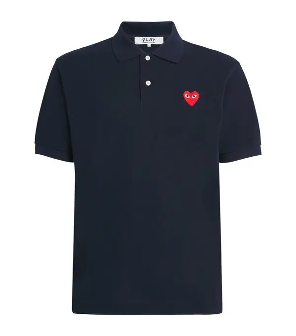 Play Comme Des Garcon Heart Logo Polo Shirt - Navy