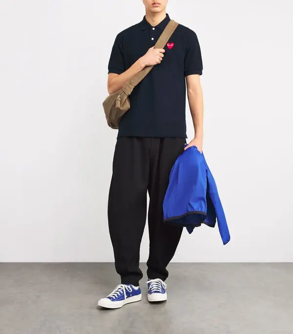 Play Comme Des Garcon Heart Logo Polo Shirt - Navy