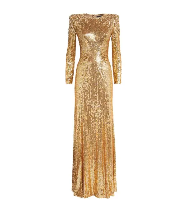 Jenny Packham Sequinned Dulcet Gown - Gold