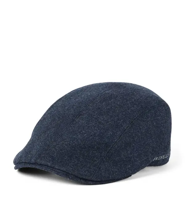 Brunello Cucinelli Wool Flat Cap - Black