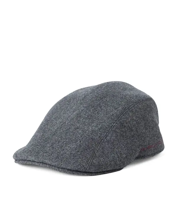 Brunello Cucinelli Virgin Wool Embroidered Cap - Grey