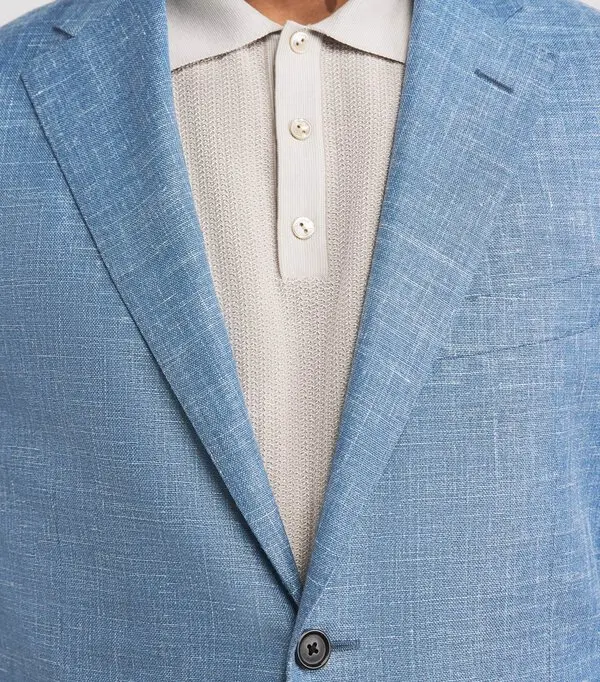 Corneliani Wool-silk-linen-blend Blazer - Blue