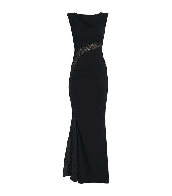 Talbot Runhof Embellished Draped Gown - Black