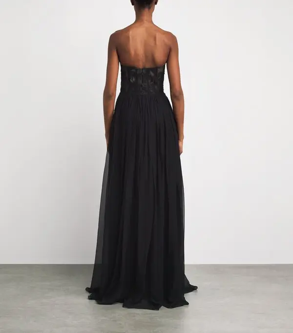 Pamella Roland Silk-lace Corseted Gown