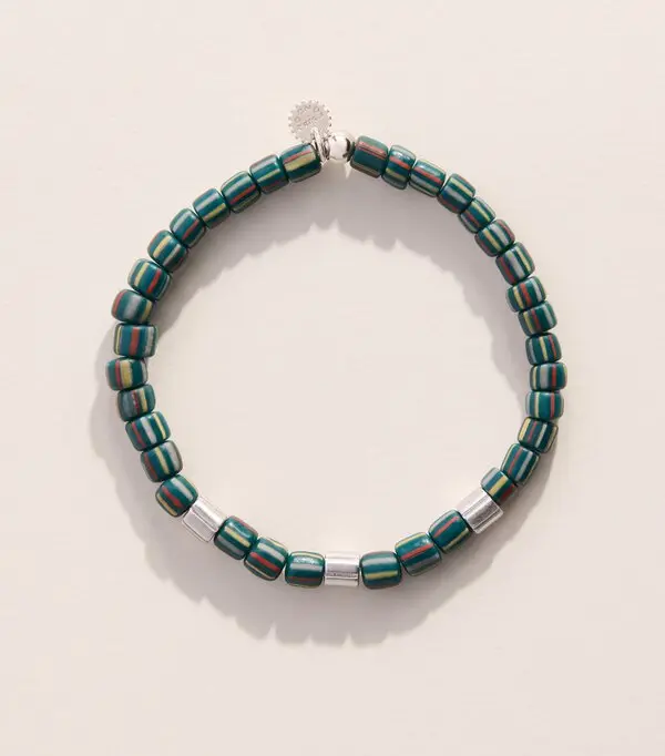 Tateossian Mini Rigato Java Stripes Beaded Bracelet - Green