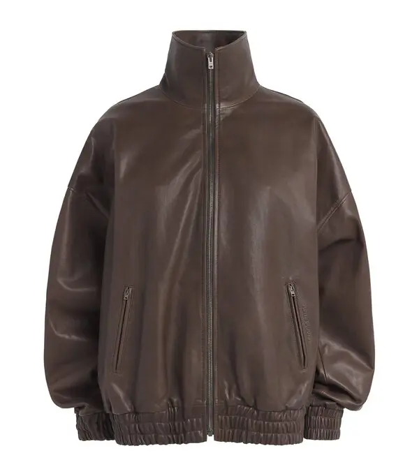 Acne Studios Leather Bomber Jacket - Brown