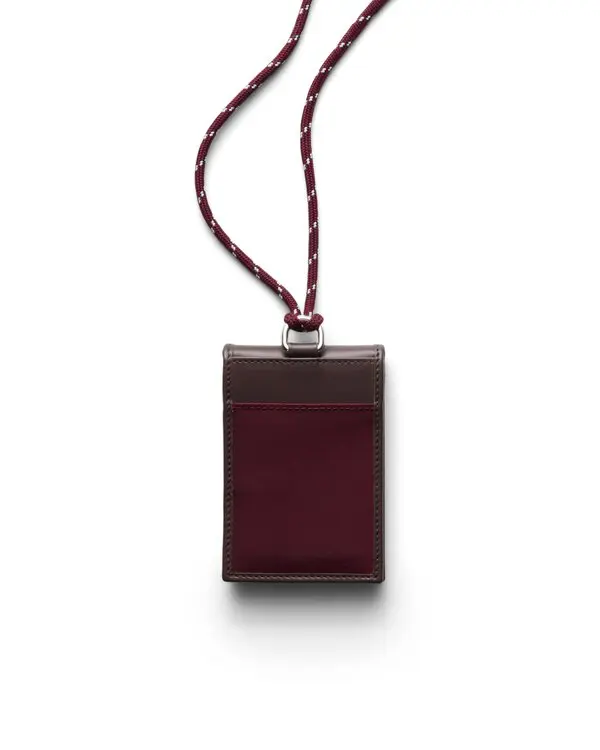 Prada Speedrock Re-nylon And Leather Card Holder With Strap - Red