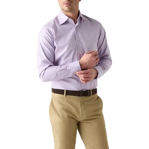 Robert Talbott Madison Check Light Weight Poplin Shirt In Contemporary Fit - Pink