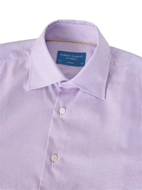 Robert Talbott Madison Check Light Weight Poplin Shirt In Contemporary Fit - Pink