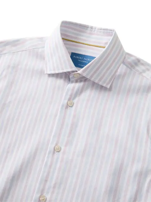 Robert Talbott Reynolds Cotton Linen Blend Shirt In Contemporary Fit - Raspberry