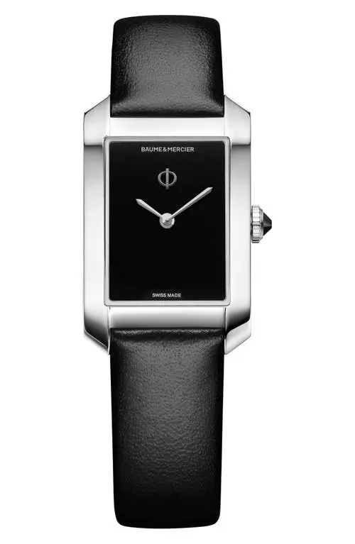 Baume & Mercier Hampton Tank Leather Strap Watch - Black