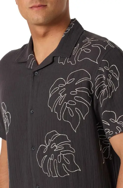 O'Neill Pipeline Rodeo Monstera Embroidered Gauze Camp Shirt - Phantom