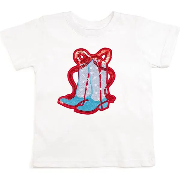 SWEET WINK Patriotic Cowgirl Patch T-shirt - White