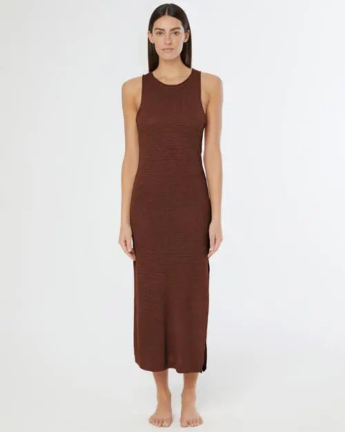 Onia Linen Knit Maxi Dress - Brown