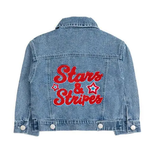 SWEET WINK Stars And Stripes Patch Jacket - Denim