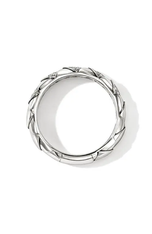 John Hardy Sterling & Diamond Naga Band Ring - Silver