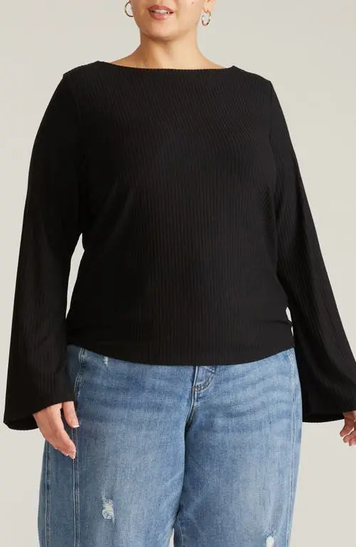 Universal Standard Rib Bell Sleeve Sweater - Black