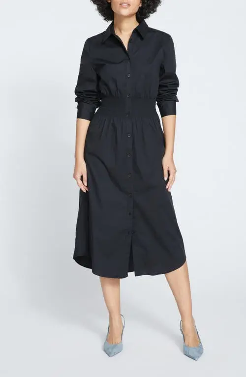 Universal Standard Hamptons Smock Waist Chambray Shirtdress - Black