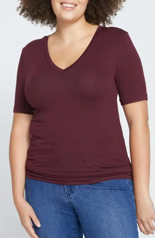 Universal Standard Short Sleeve Top - Black Cherry Red