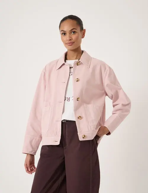 HUSH Avril Cotton Utility Barn Jacket - Pale Pink