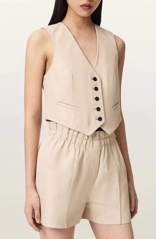 ALLSAINTS Arla Leather Vest - Antique White