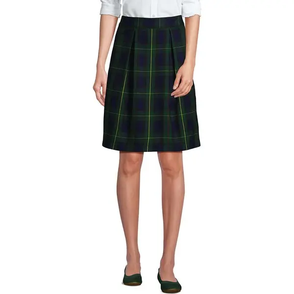 LANDS' END School Uniform Plaid Skort Top Of Knee - Hunter/classic Navy Plaid