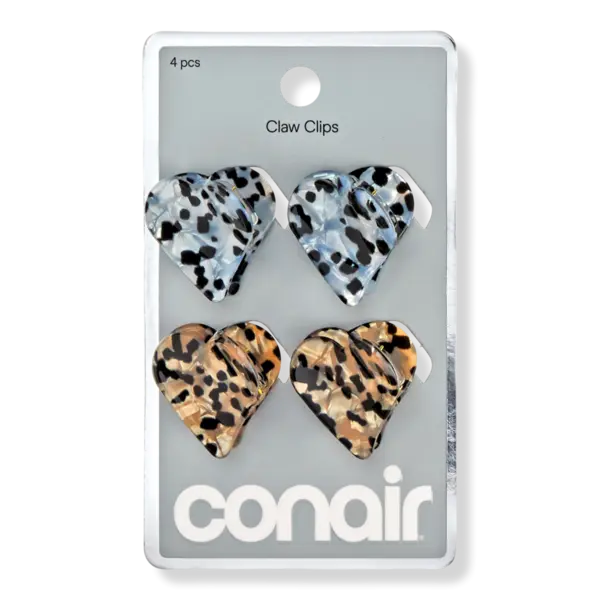 Conair Accessories 4pk Heart Claw Clips - One-color