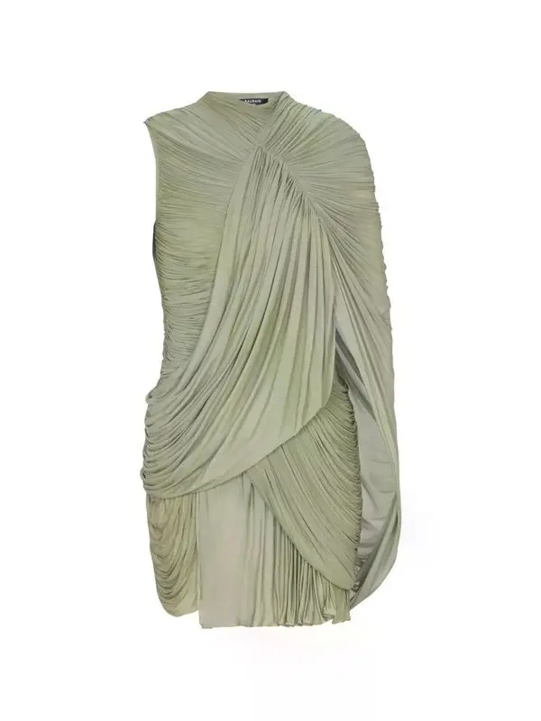 Balmain Draped Flowing Dress - Green