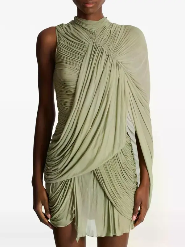 Balmain Draped Flowing Dress - Green