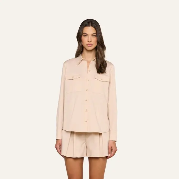 L'Agence Pearson Poplin Button-down Shirt - Biscuit