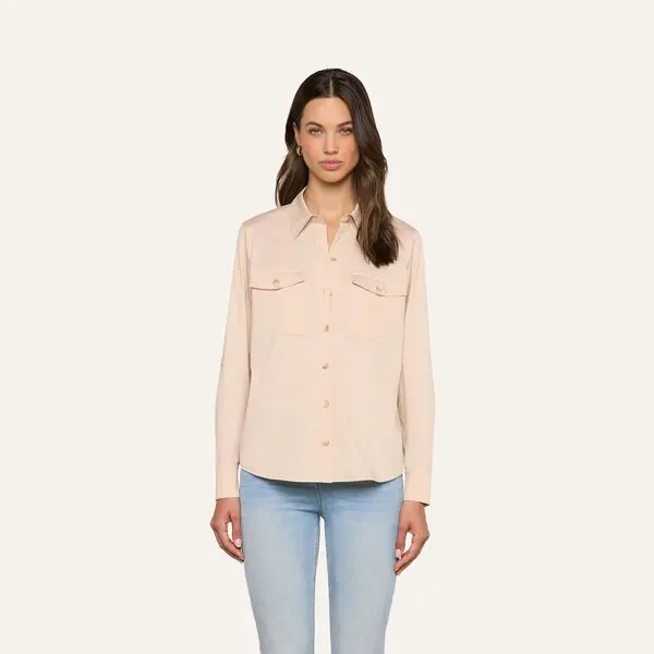 L'Agence Pearson Poplin Button-down Shirt - Biscuit