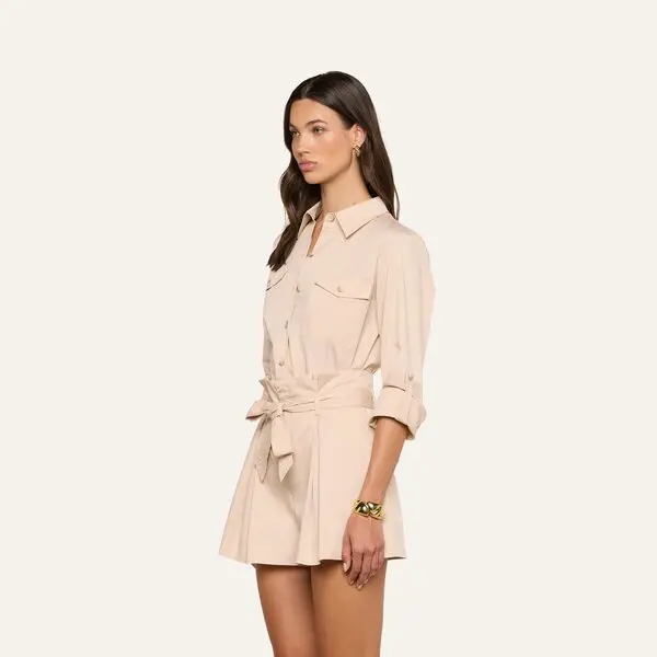 L'Agence Pearson Poplin Button-down Shirt - Biscuit