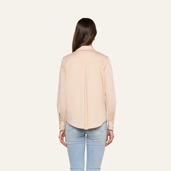 L'Agence Pearson Poplin Button-down Shirt - Biscuit