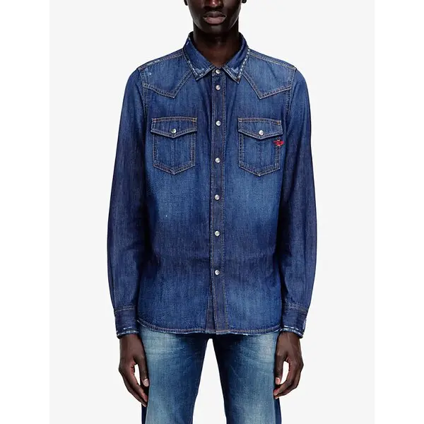 DIESEL® D-vega Brand-embroidered Denim Overshirt