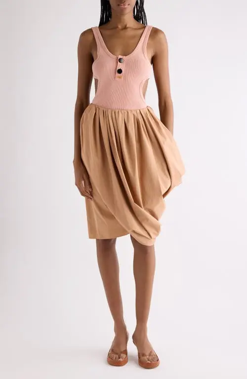 Chloé Draped Organic Cotton Poplin Skirt - Reef Shell
