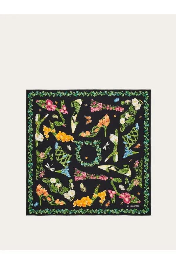 FERRAGAMO Eden Shoes Print Silk Scarf - Multicolor
