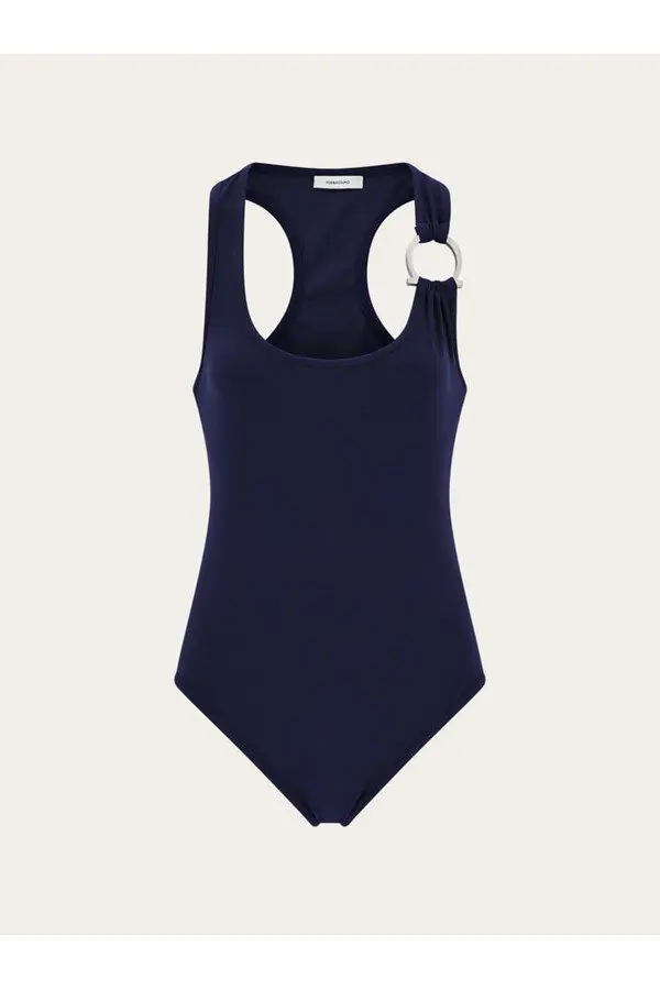 FERRAGAMO Gancini Full Coverage One-piece Swimsuit - Blue / Navy