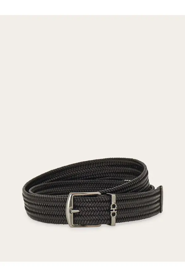 FERRAGAMO Woven Calfskin Belt - Red