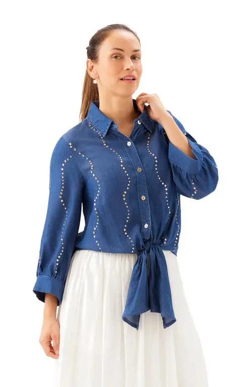 Karen Kane Gemstone Denim Shirt