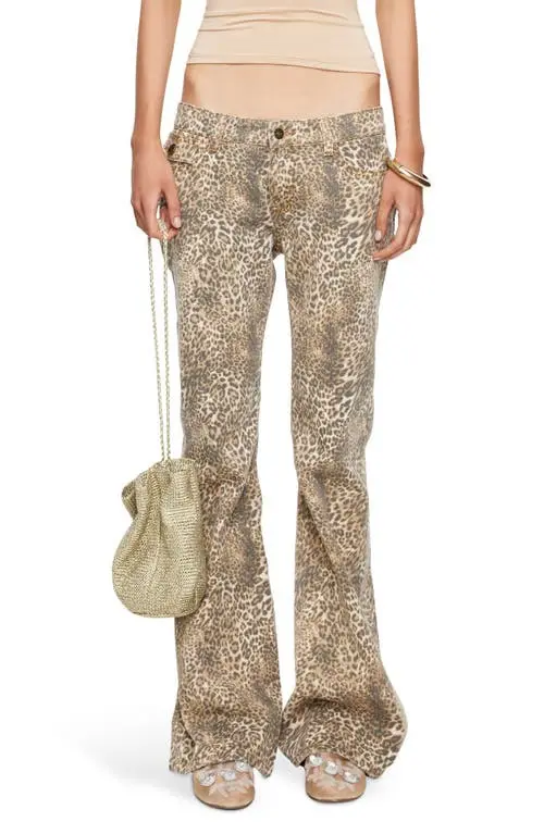 Lioness Mary-kate Low Rise Flare Jeans - Leopard