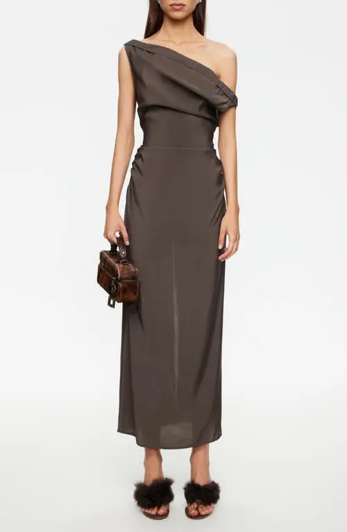 Lioness Sweetheart One-shoulder Maxi Dress - Cocoa
