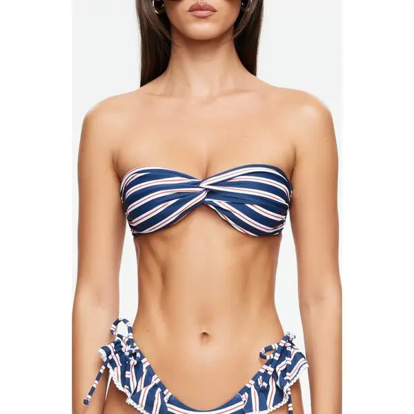 Lioness Bisous Bandeau Swim Top - Navy Stripe
