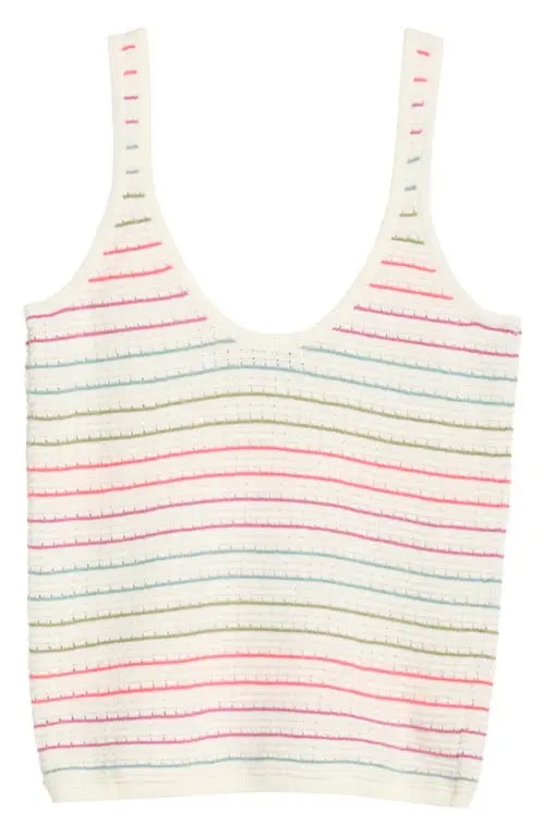 Marine Layer Siena Stripe Cotton Pointelle Sweater Tank - Stripe Multi
