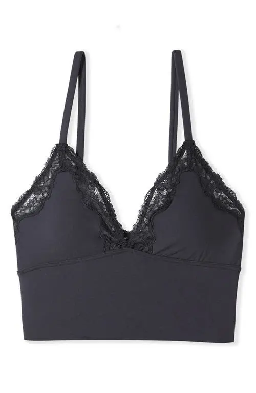 ETAM Lace Trim Triangle Longline Bralette - Black