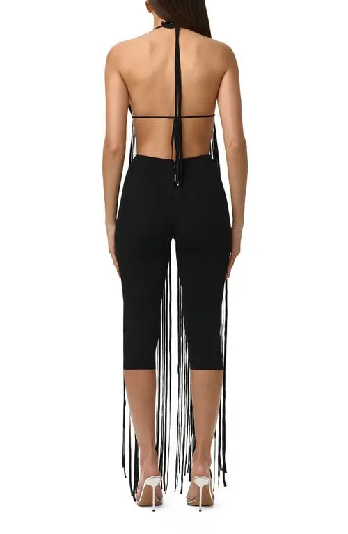 Naked Wardrobe Long Fringe Halter Top