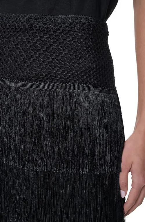 Dkny Tiered Fringe Mini Skirt