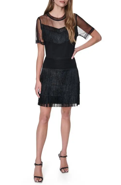 Dkny Tiered Fringe Mini Skirt